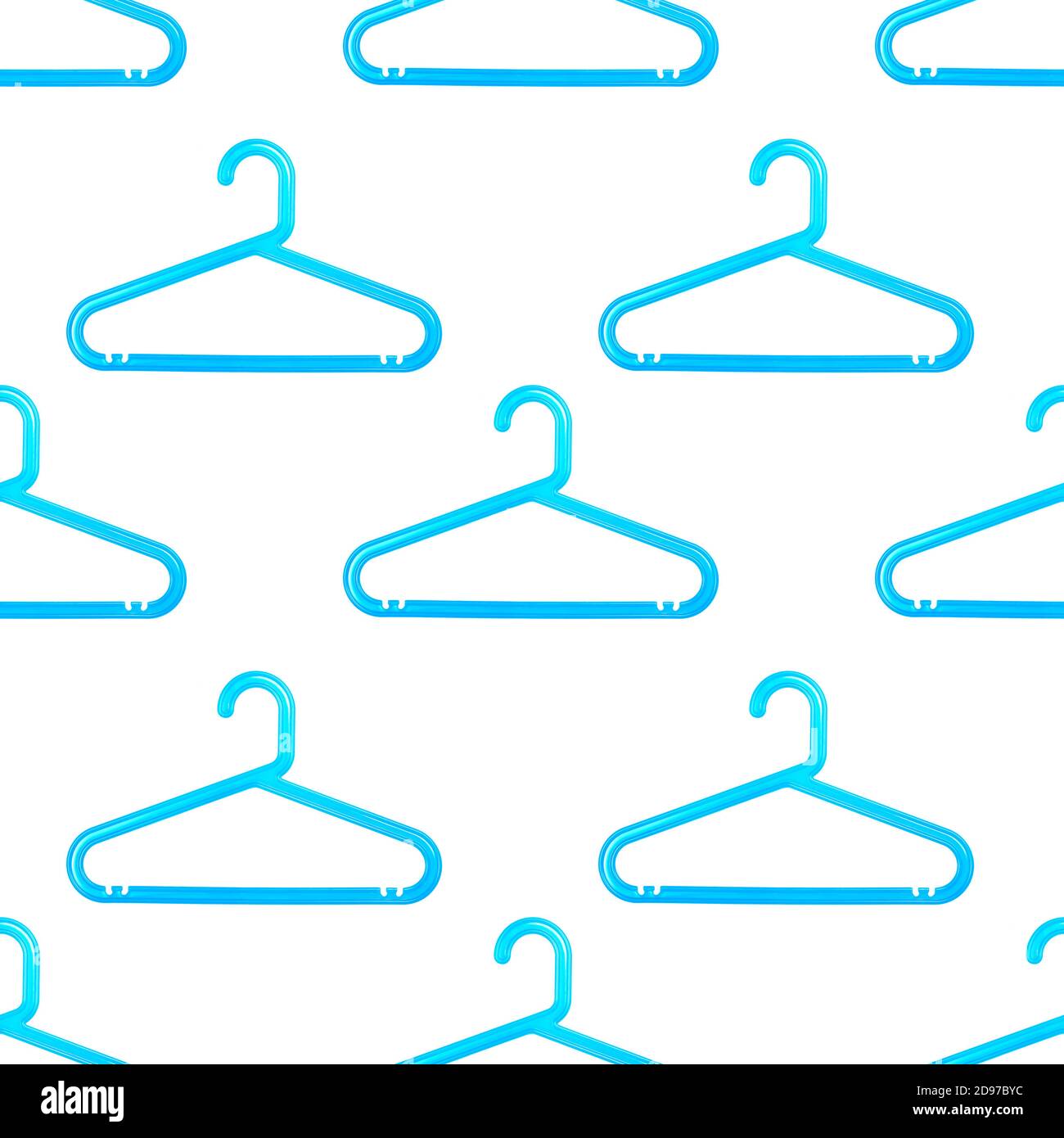 seamless pattern of blue hangers isolated on white background Stock ...