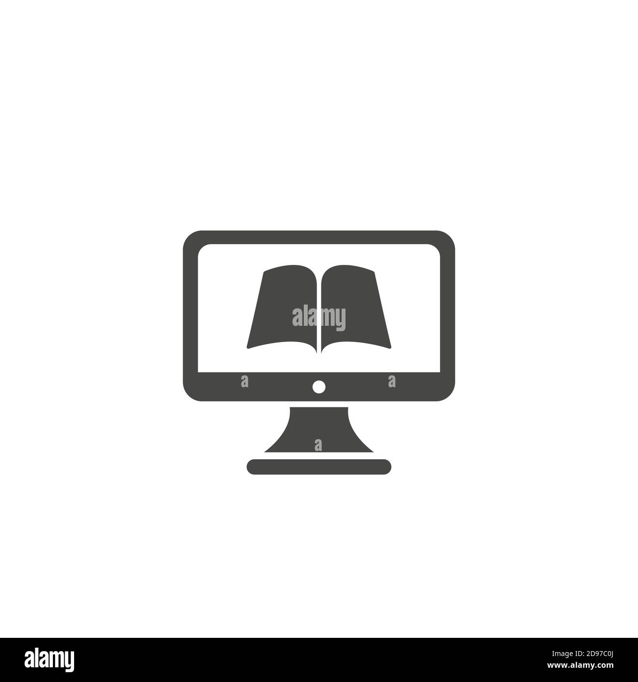black computer monitor with open book Isolated on white background ...