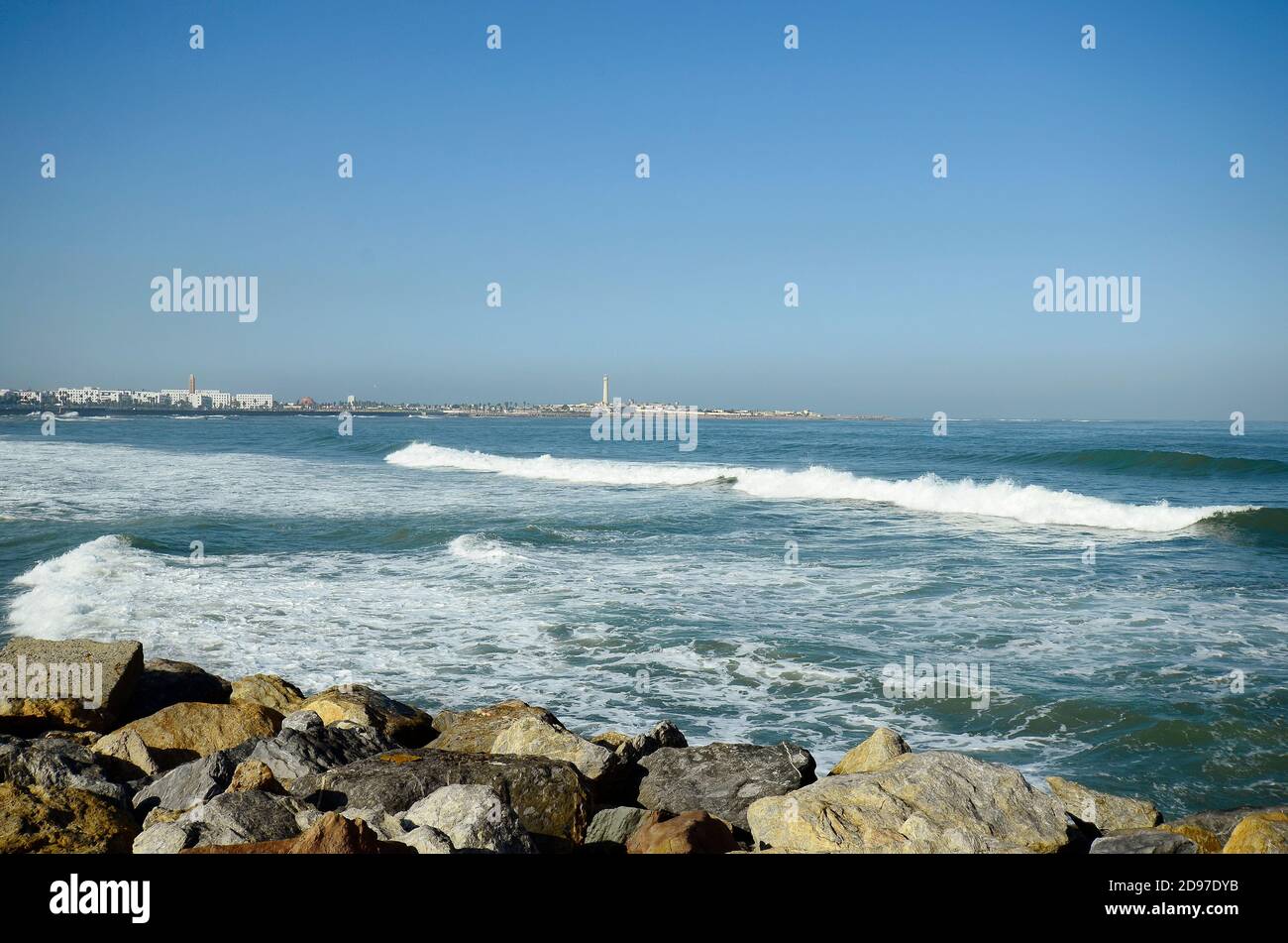 Morocco, sea shore with lighthouse in Casablanca Stock Photo - Alamy