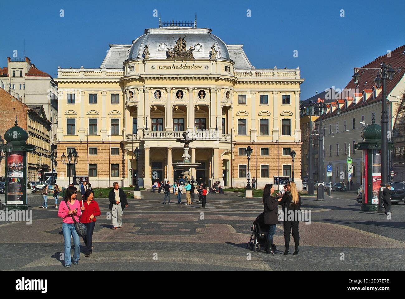Bratislava, Slovakia - March 13th 2007: Unidentified people in front of ...