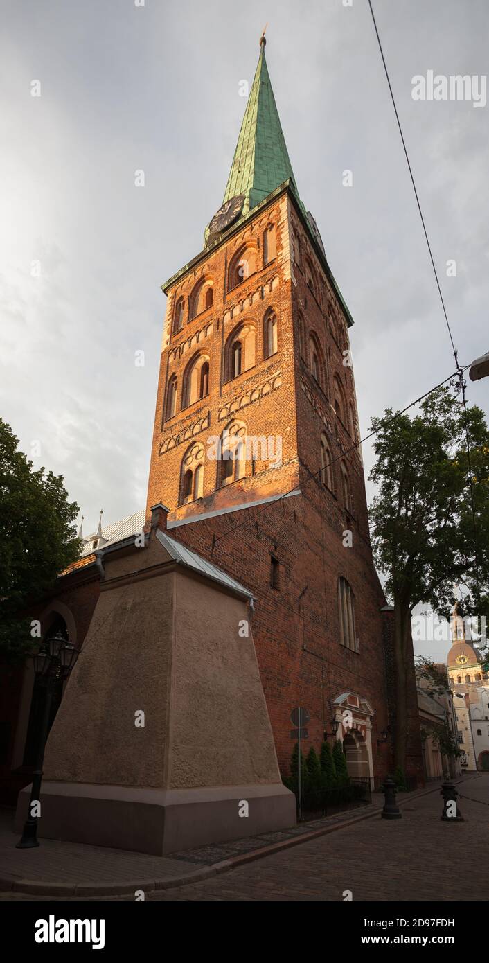 Architecture of old Riga early in the morning. Riga is the capital and ...
