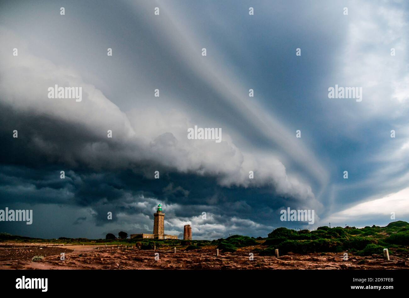 Thunderstorm on Cap Frehel, Cotes d'Armor, Brittany, France Stock Photo ...