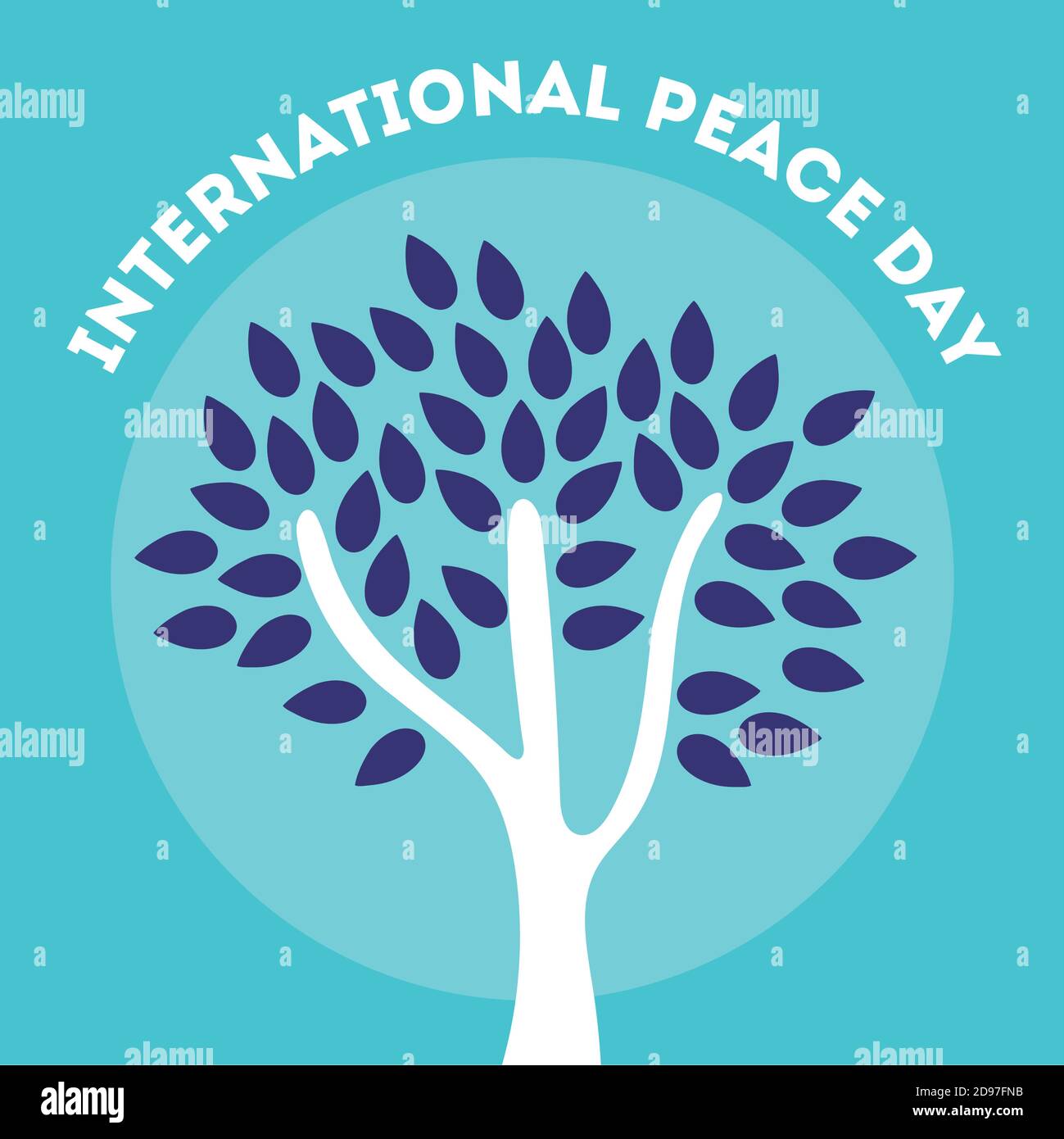 International Day of Peace lettering with tree plant vector ...