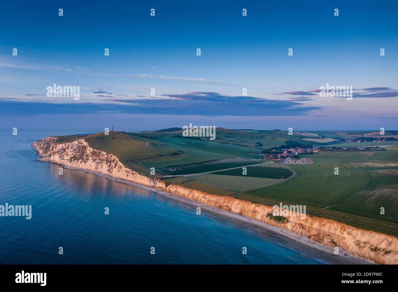 Cliff of Cap Blanc-nez at sunset, Escalles, Hauts de France, France ...