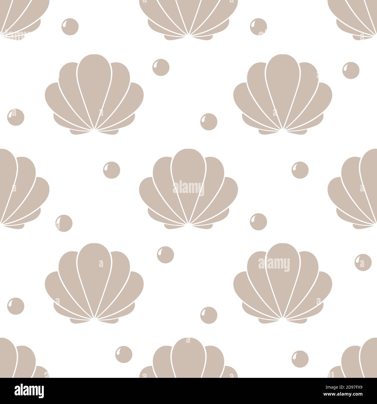 Sea shells and pearls seamless pattern. Vector illustration Stock ...