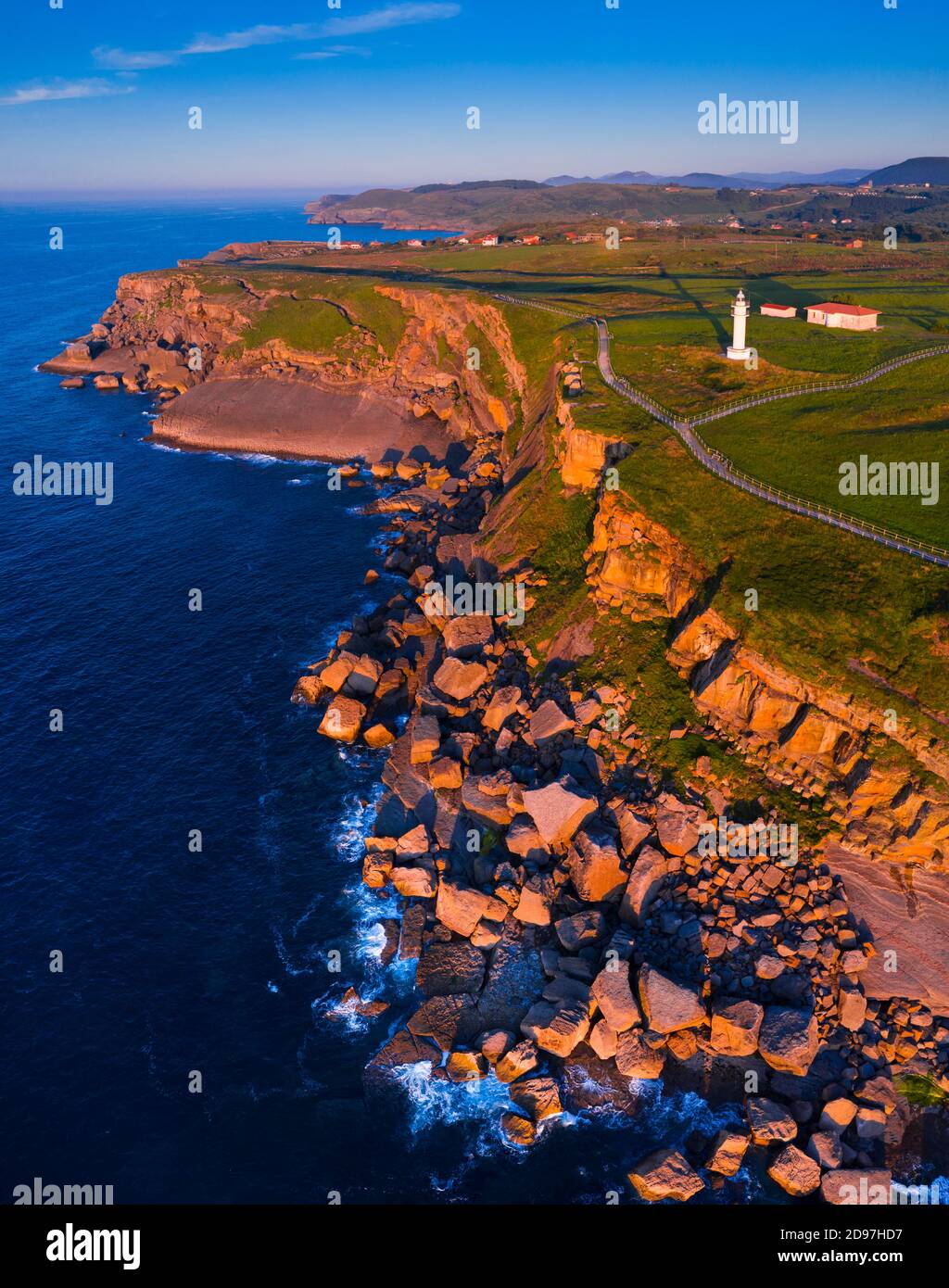 Aerial View, Ajo Lighthouse, Ajo, Bareyo Municipality, Cantabria ...