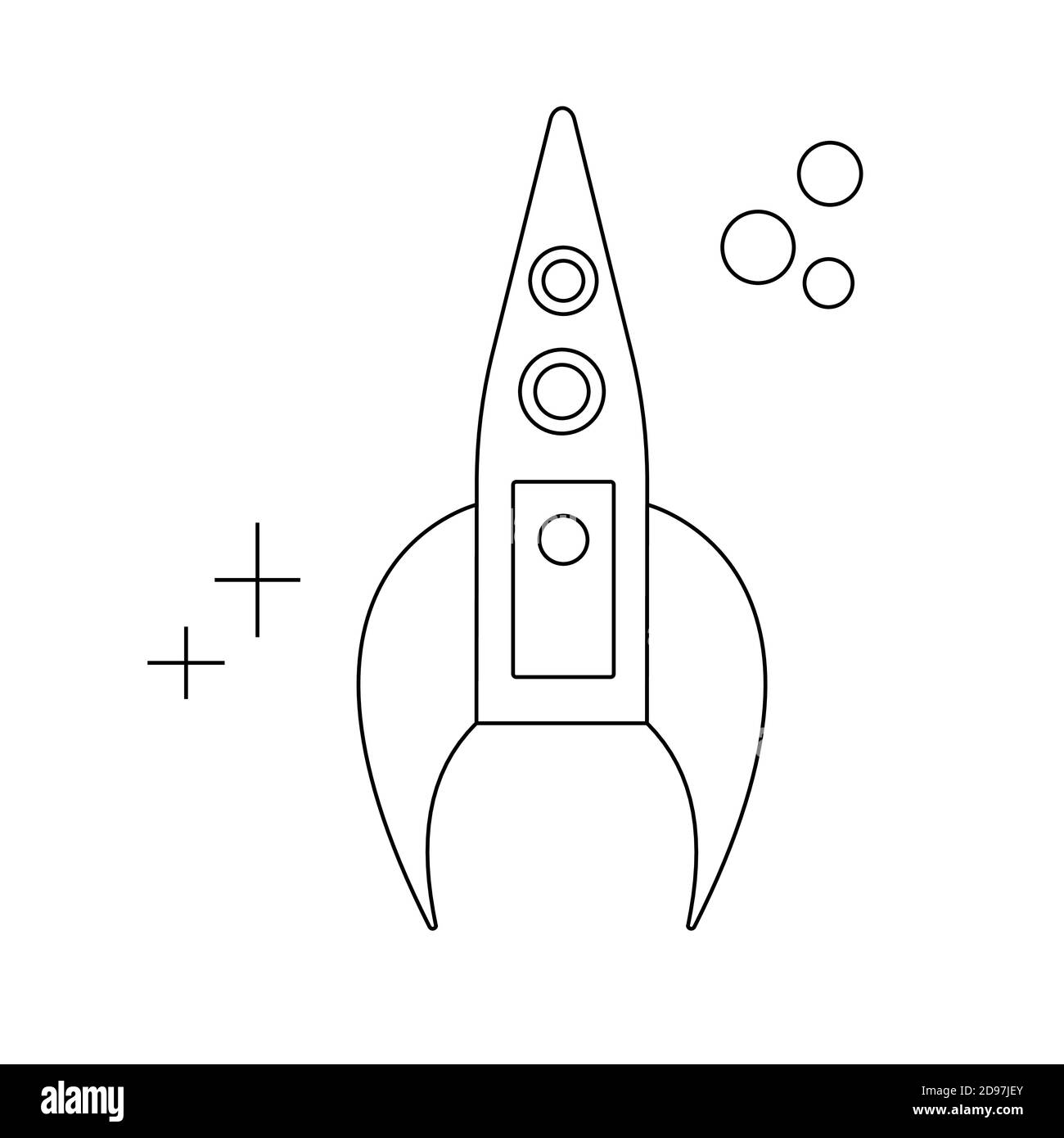 Doodle icon. Cartoon space rocket. Line vector Stock Vector Image & Art ...