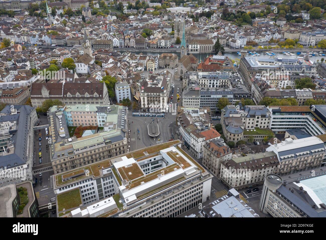 Paradeplatz of Zurich, Switzerland. Banking Place, UBS CS, ZKB Stock ...