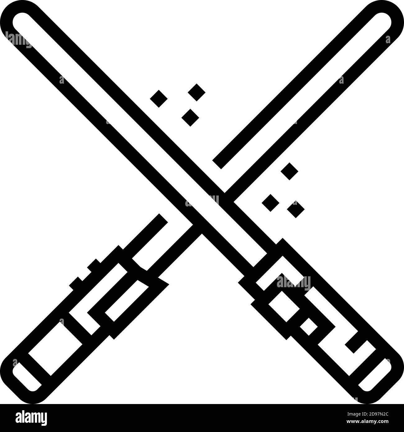 crossed light swords fight line icon vector illustration Stock Vector ...