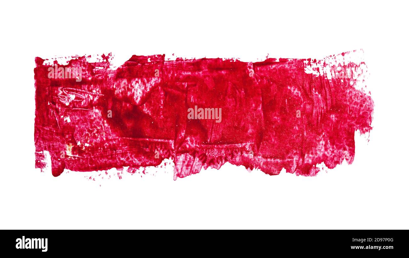 Expressive dark red brush strokes isolated on the white background ...