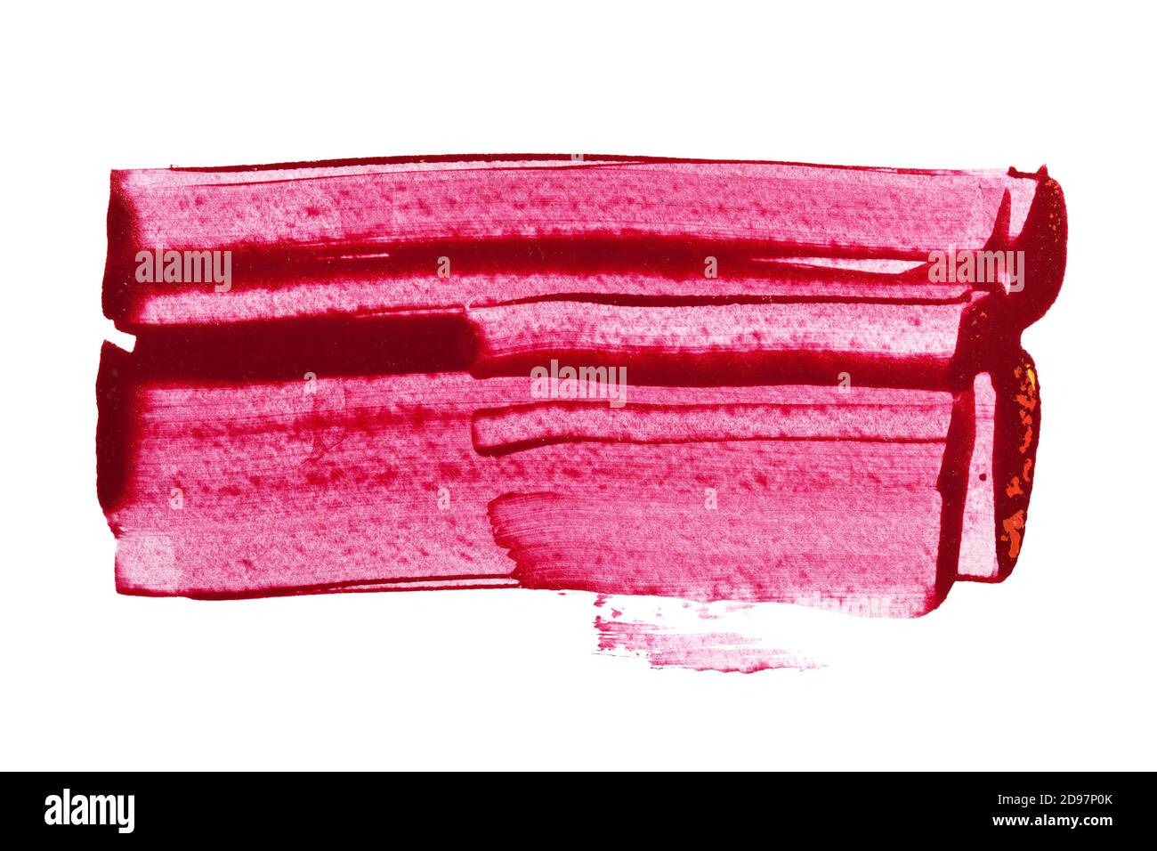 Expressive dark red brush stroke isolated on the white background ...
