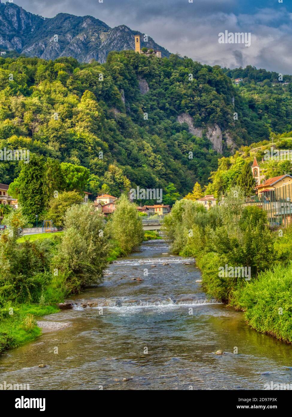 River Cuzzio at Porlezza, Como Province, Lombardo, Italy Stock Photo ...