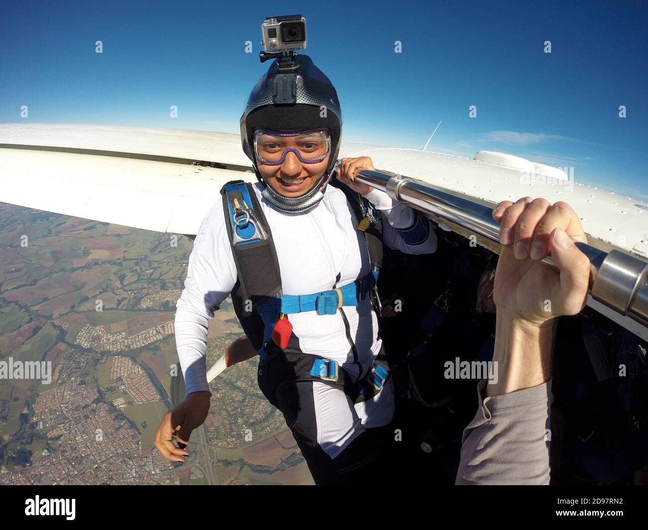 Sky diving funny black girl Stock Photo - Alamy