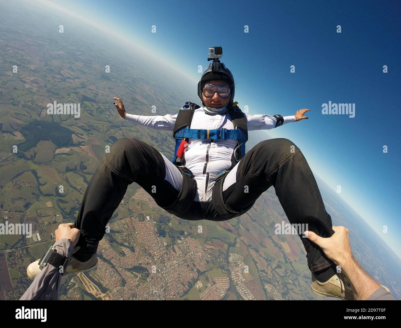 Sky diving funny black girl Stock Photo - Alamy