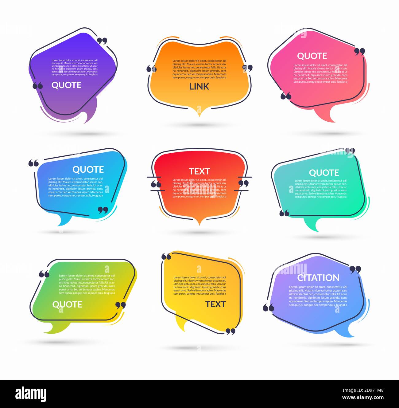 Set of vector speech bubbles with quotation marks Stock Vector Image ...