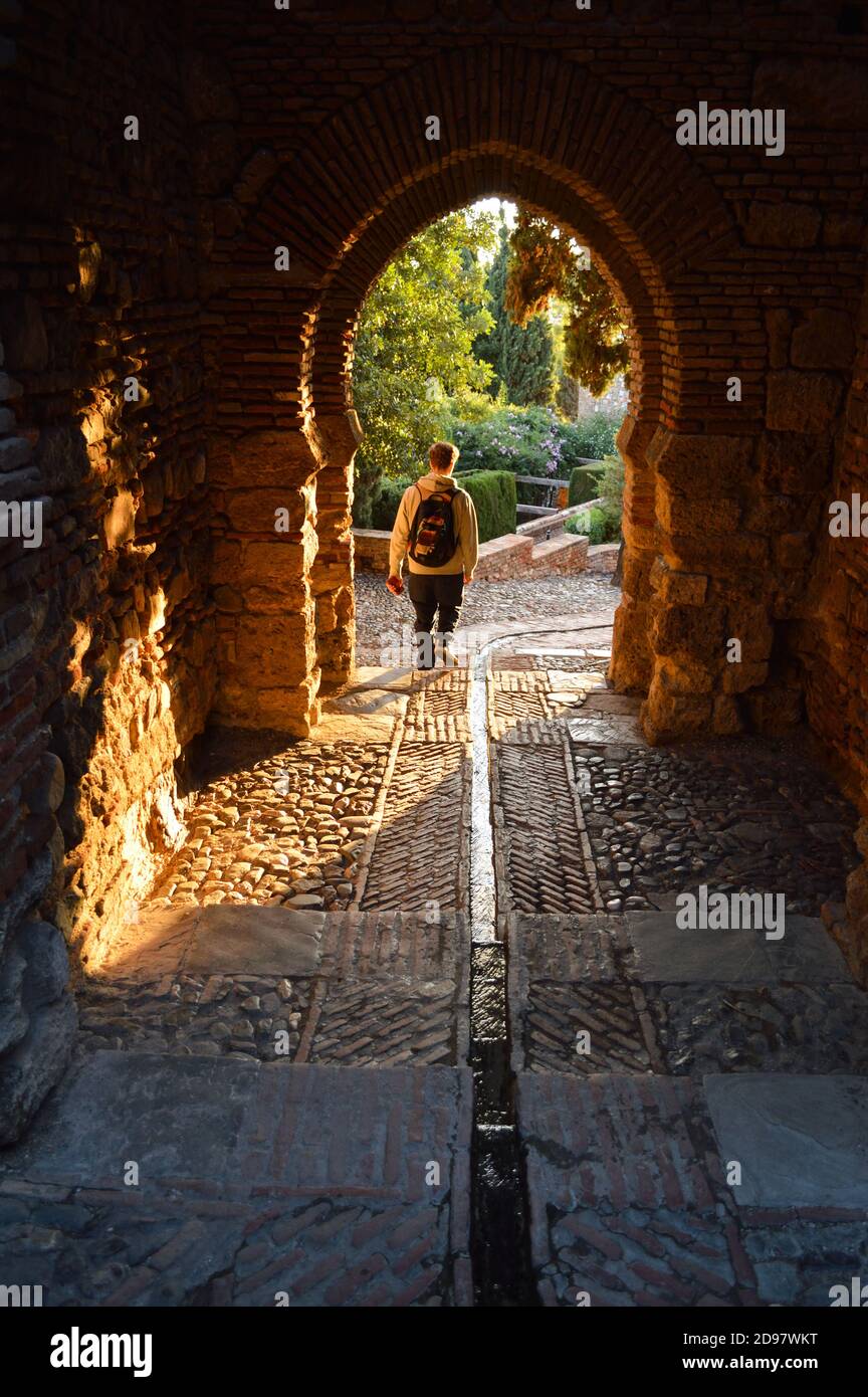 Inside Castillo de Gibralfaro, Moorish Fortress Castle in Malaga, Spain ...