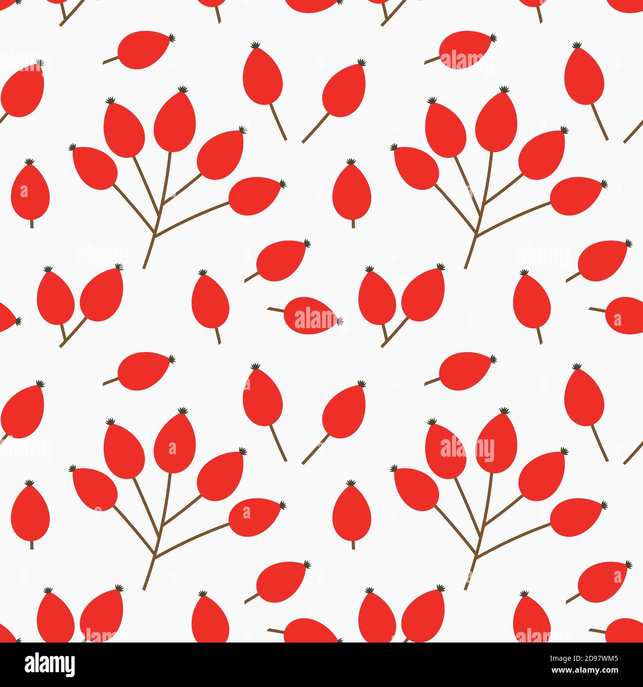 Rose hip red fruits autumn seamless pattern. Vector illustration Stock ...