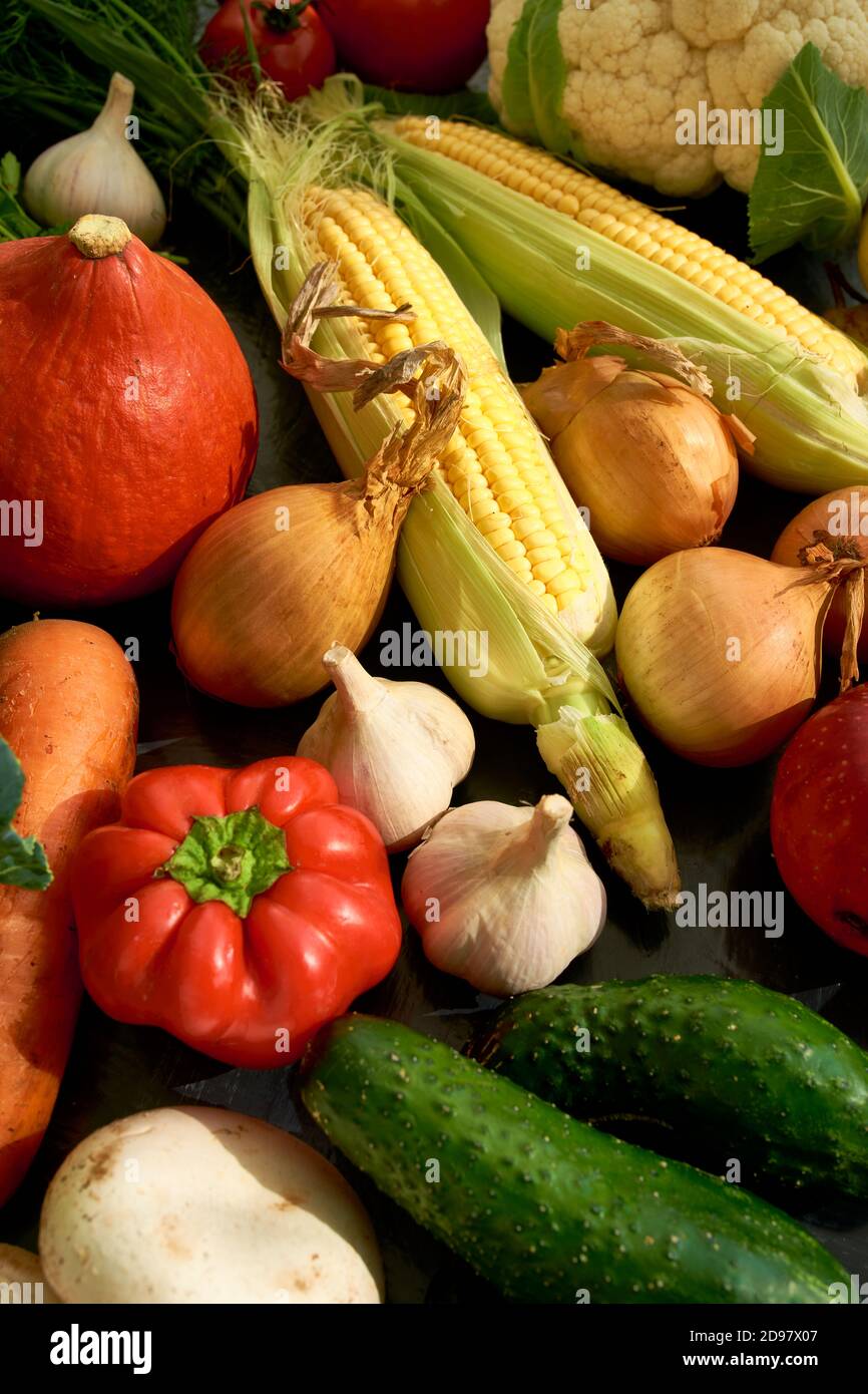 Fresh organic fruits and vegetables Stock Photo - Alamy