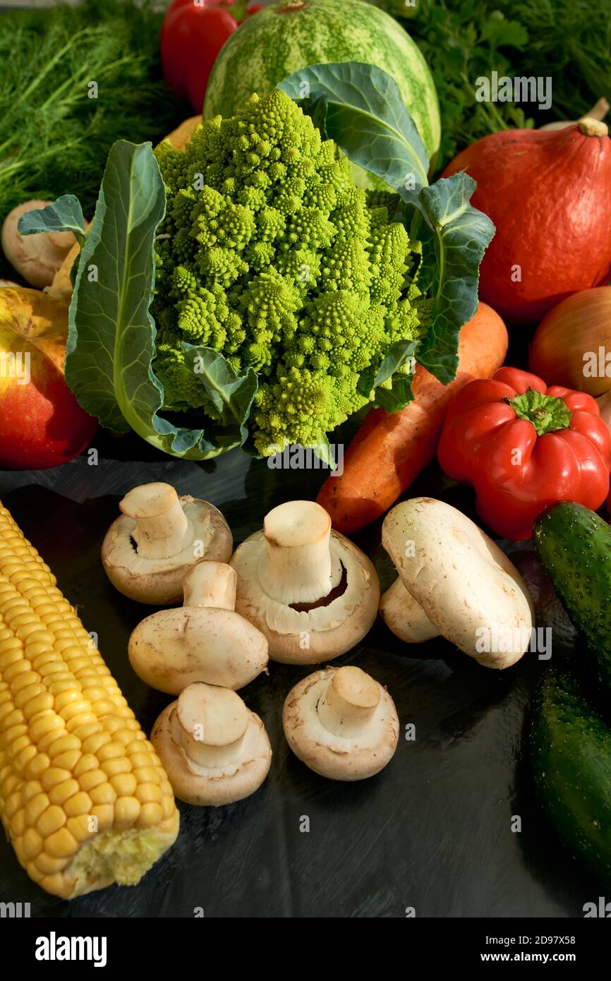 Fresh organic fruits and vegetables Stock Photo - Alamy