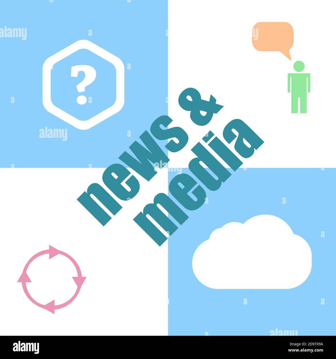 News and press concept: words News and media . Infographic dashboard ui ...