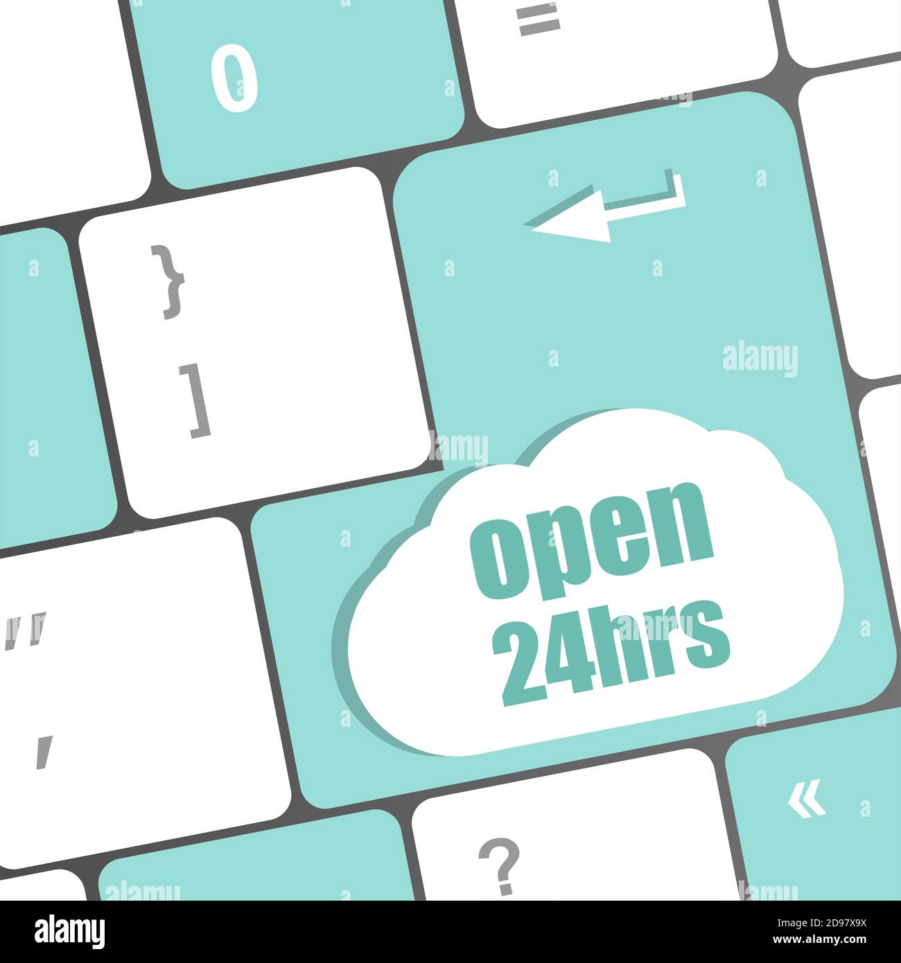 Computer keyboard with open 24 hours keys, business concept Stock Photo ...