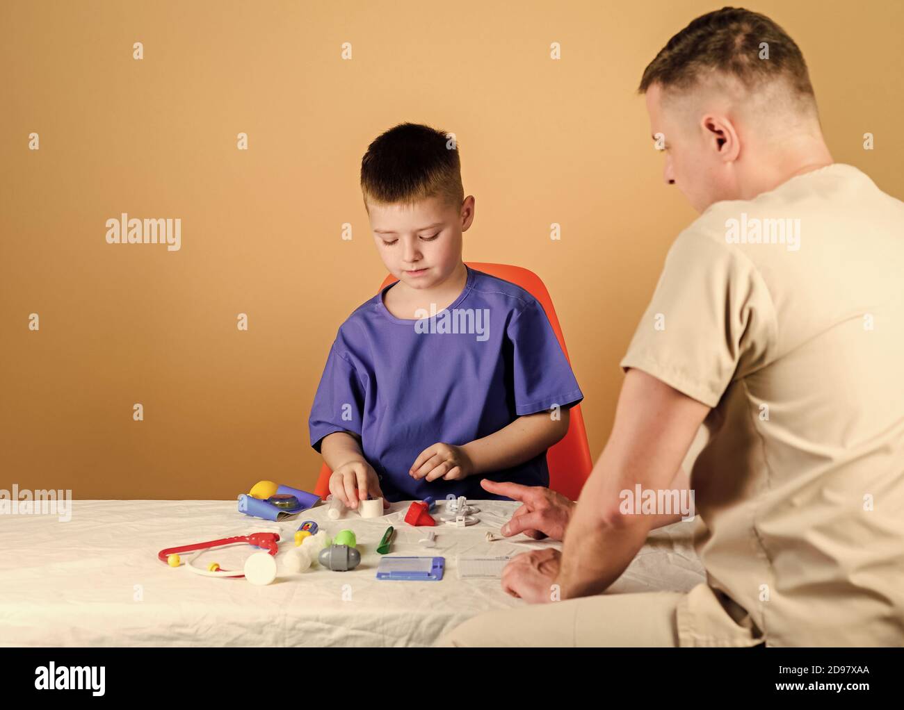 Hospital worker. Medical service. Analysis laboratory. Kid little ...