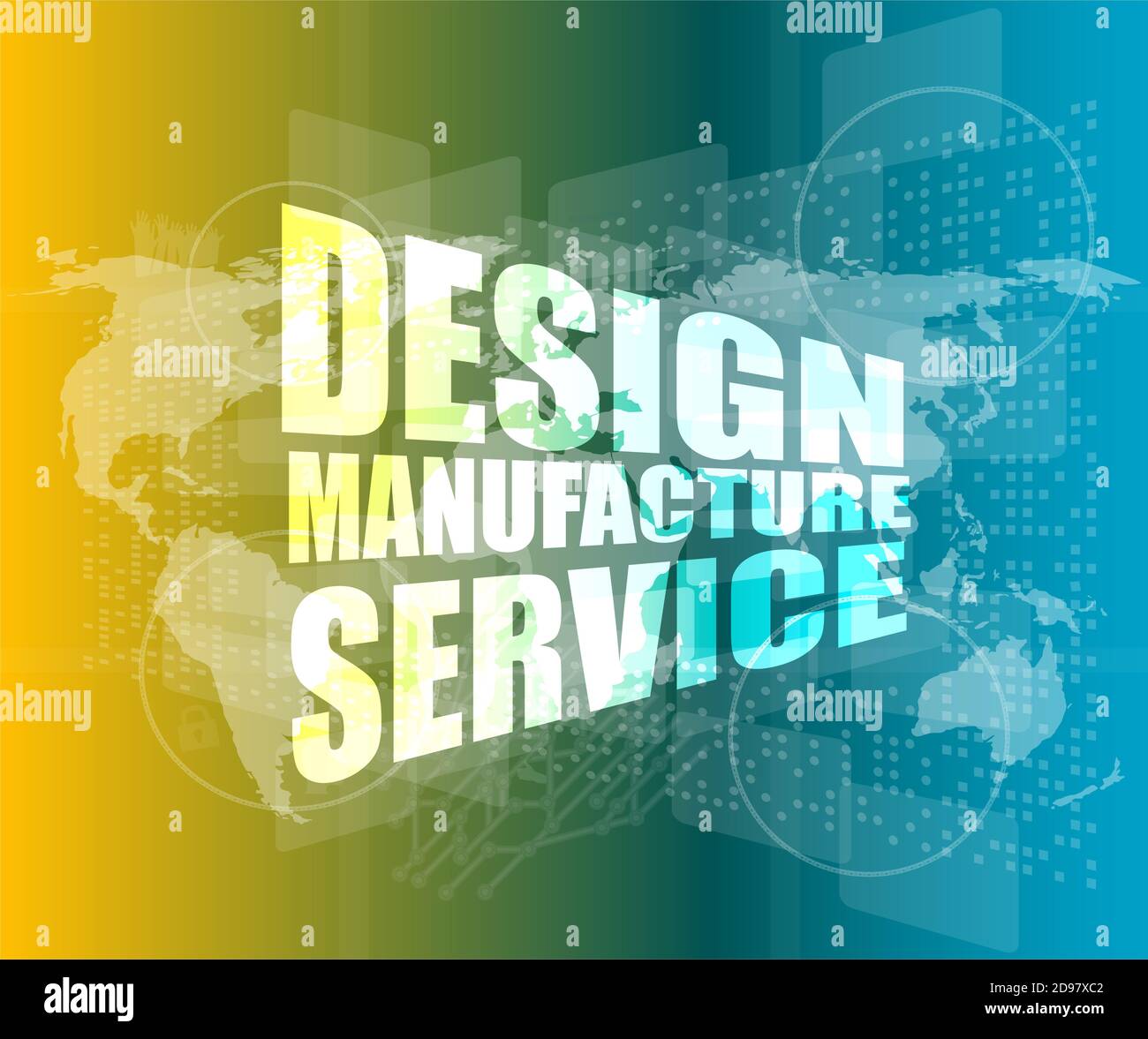 design manufacture service words on digital binary touch screen Stock ...