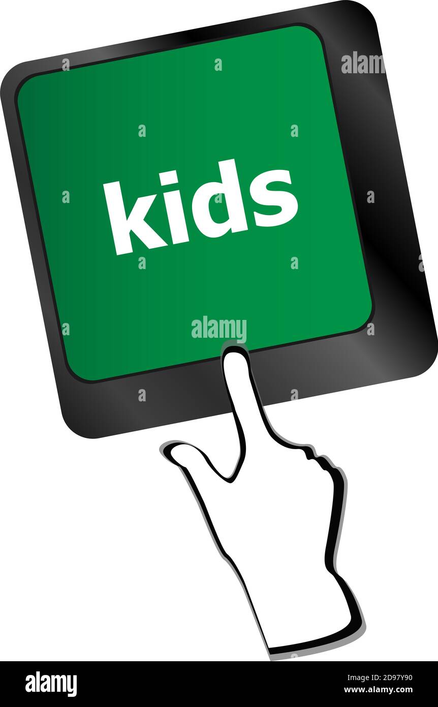 kids key button in a computer keyboard Stock Photo - Alamy