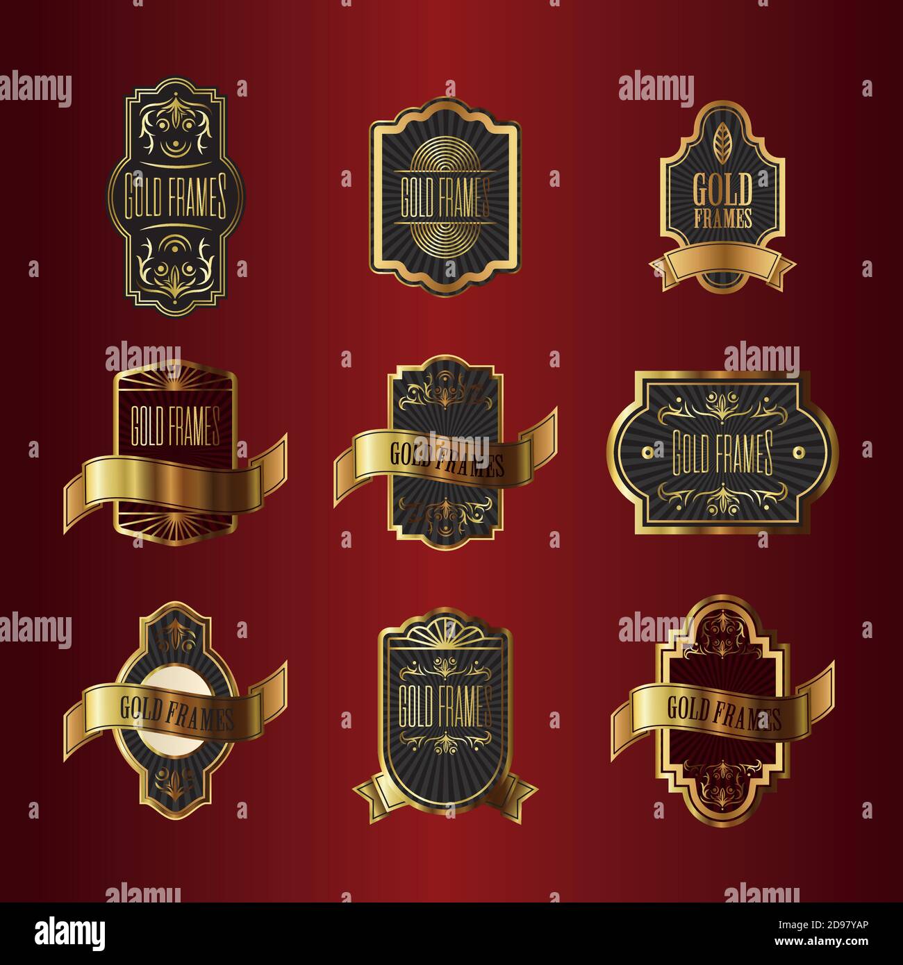 Nine gold medals Stock Vector Images - Alamy