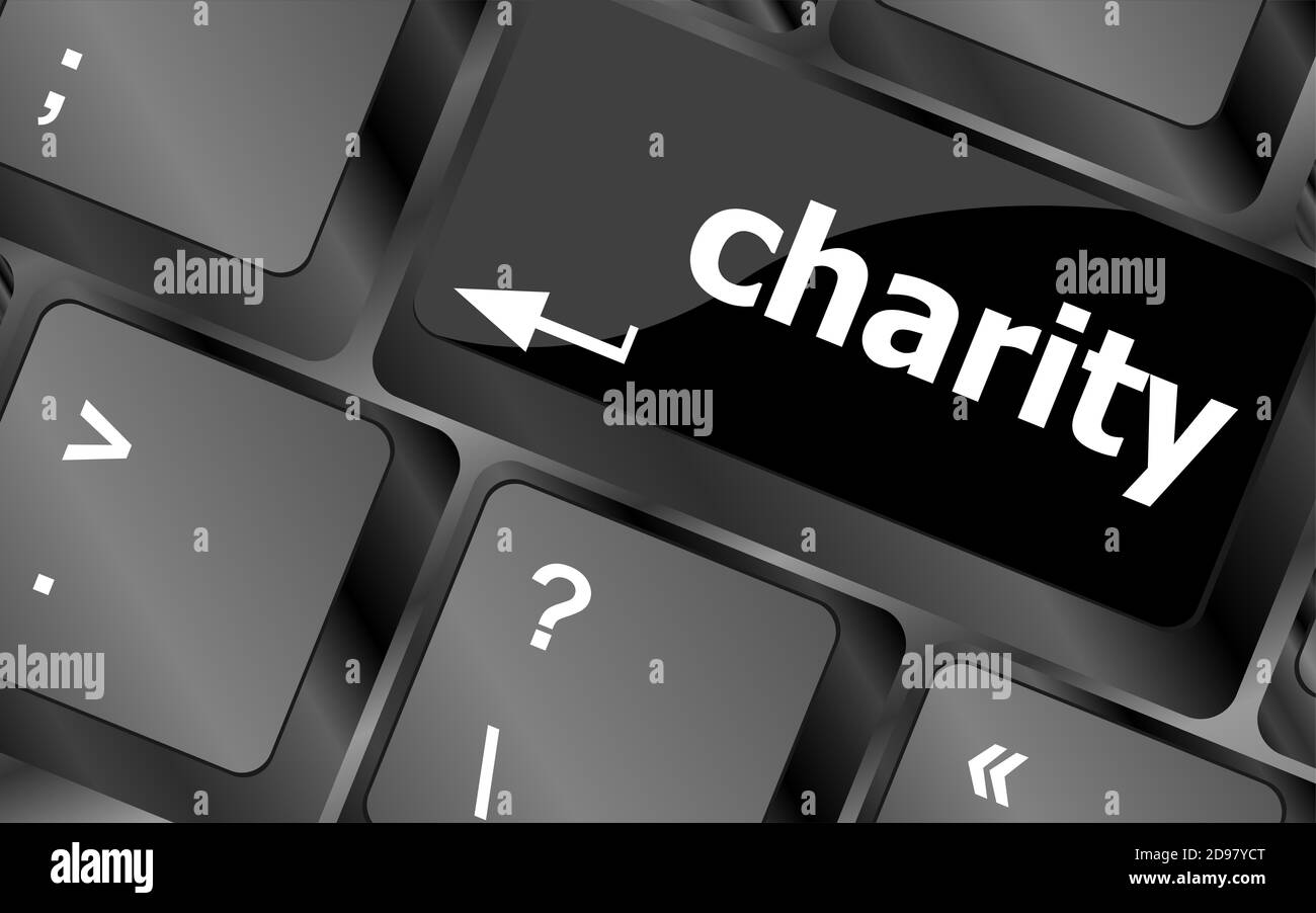 computer keyboard key for charity - business concept Stock Photo - Alamy