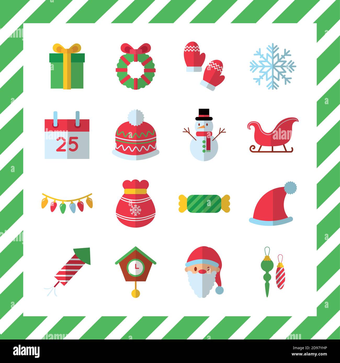 bundle of sixteen merry christmas flat style icons vector illustration ...