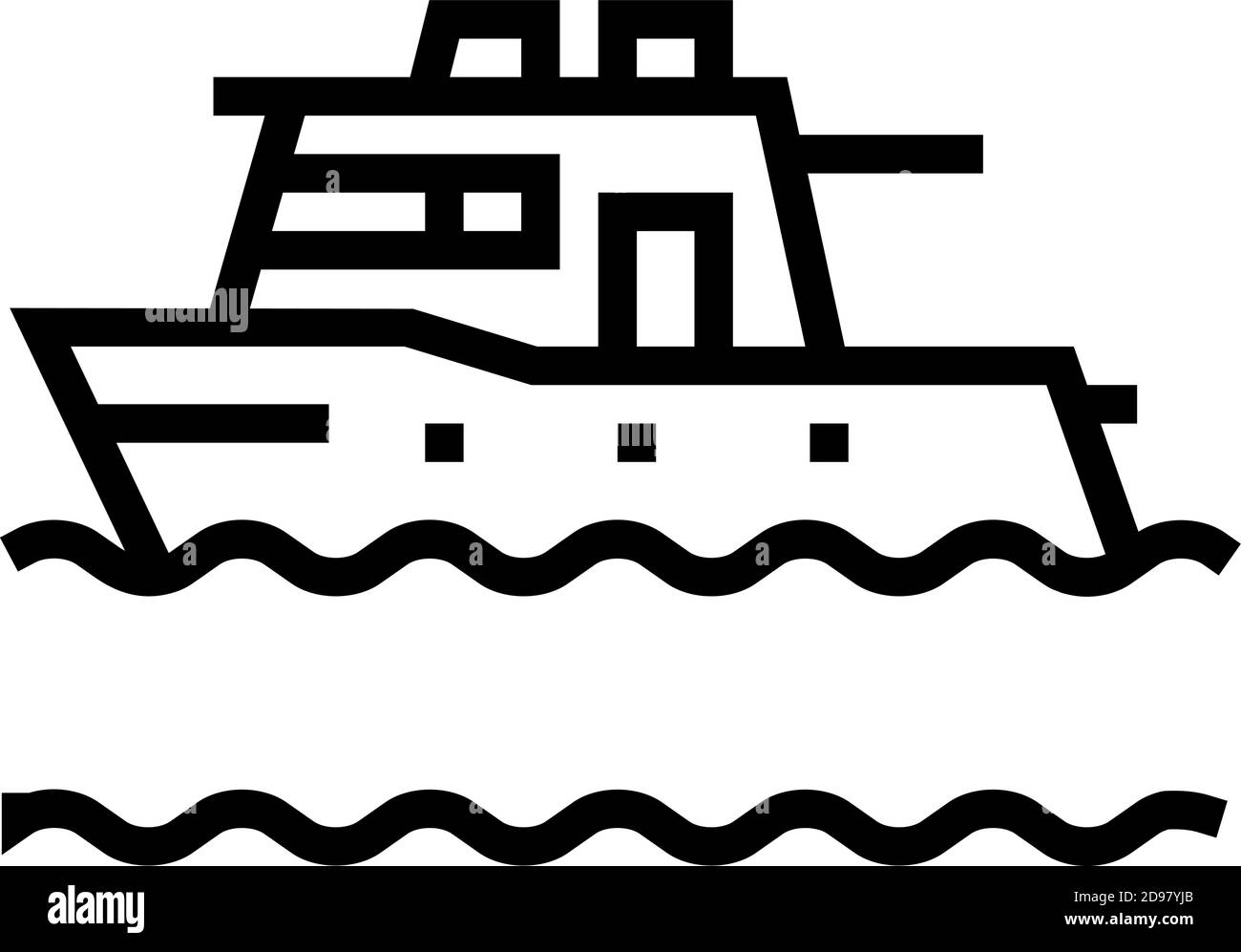 boat floating in sea line icon vector illustration Stock Vector Image ...