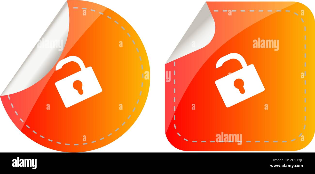 stickers set isolated on white with padlock, security concept Stock ...