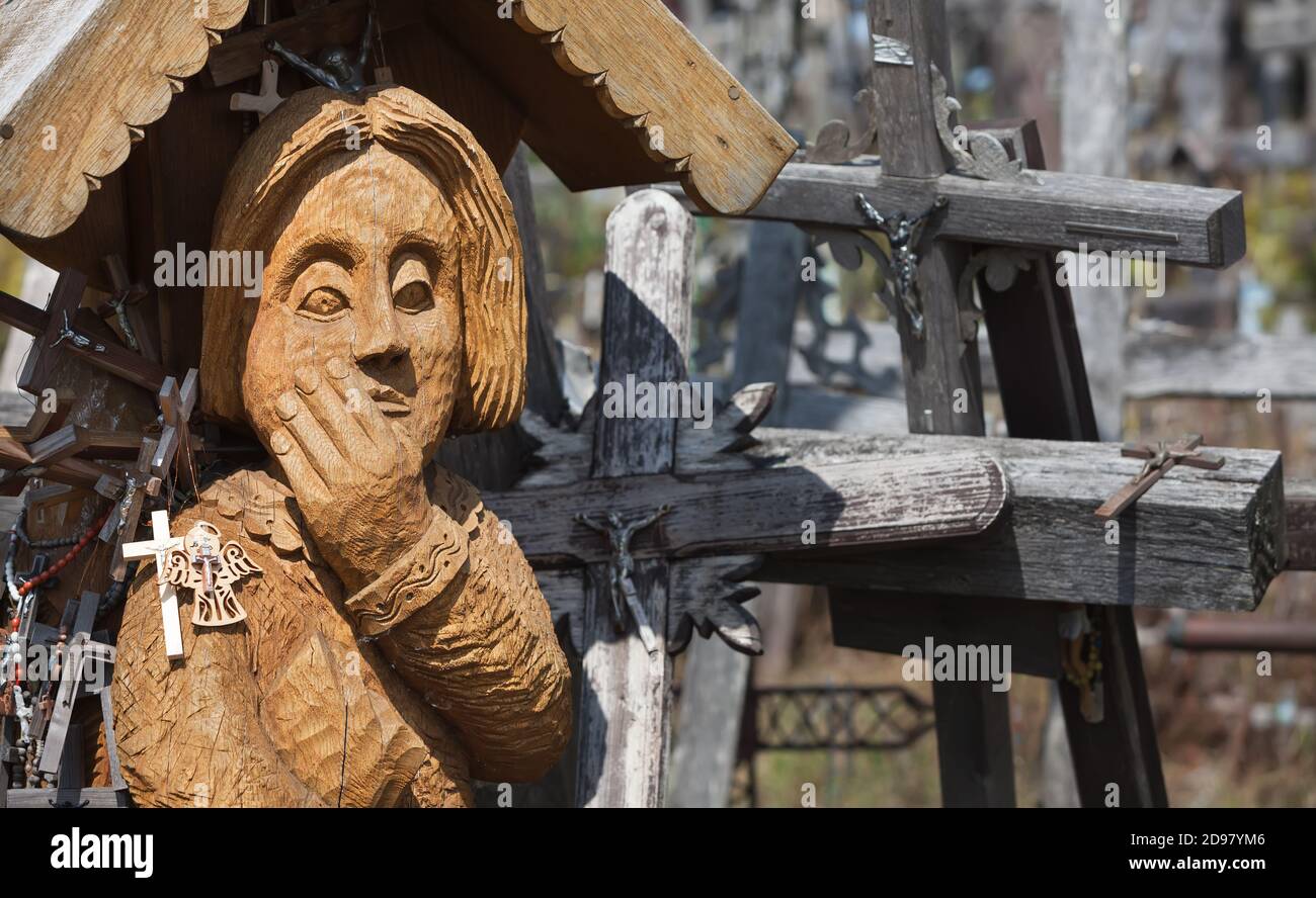 SIAULIAI, LITHUANIA - JUL 12, 2015: Hill of Crosses is a unique monument of history and ...
