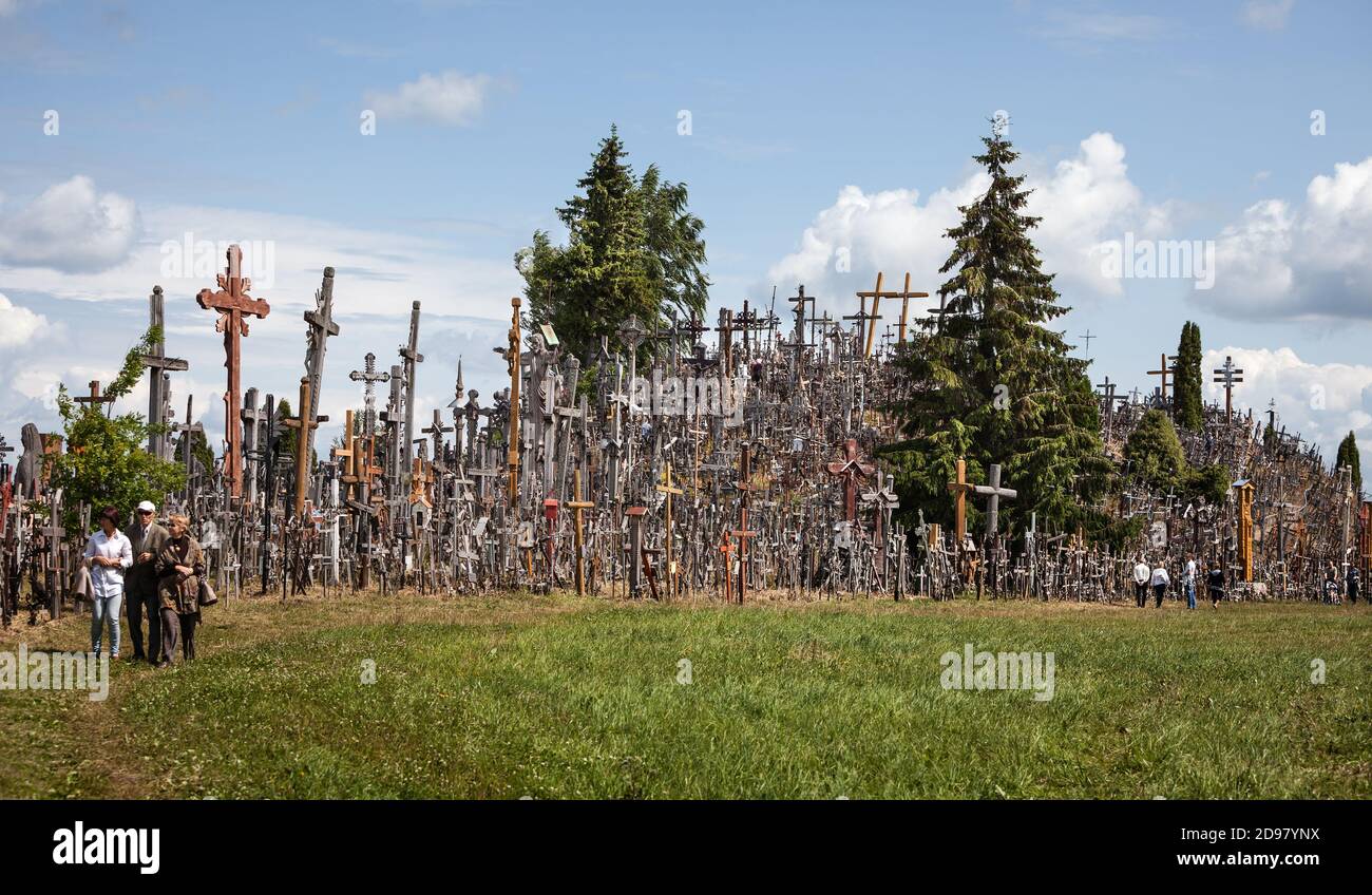 SIAULIAI, LITHUANIA - JUL 12, 2015: Hill of Crosses is a unique ...