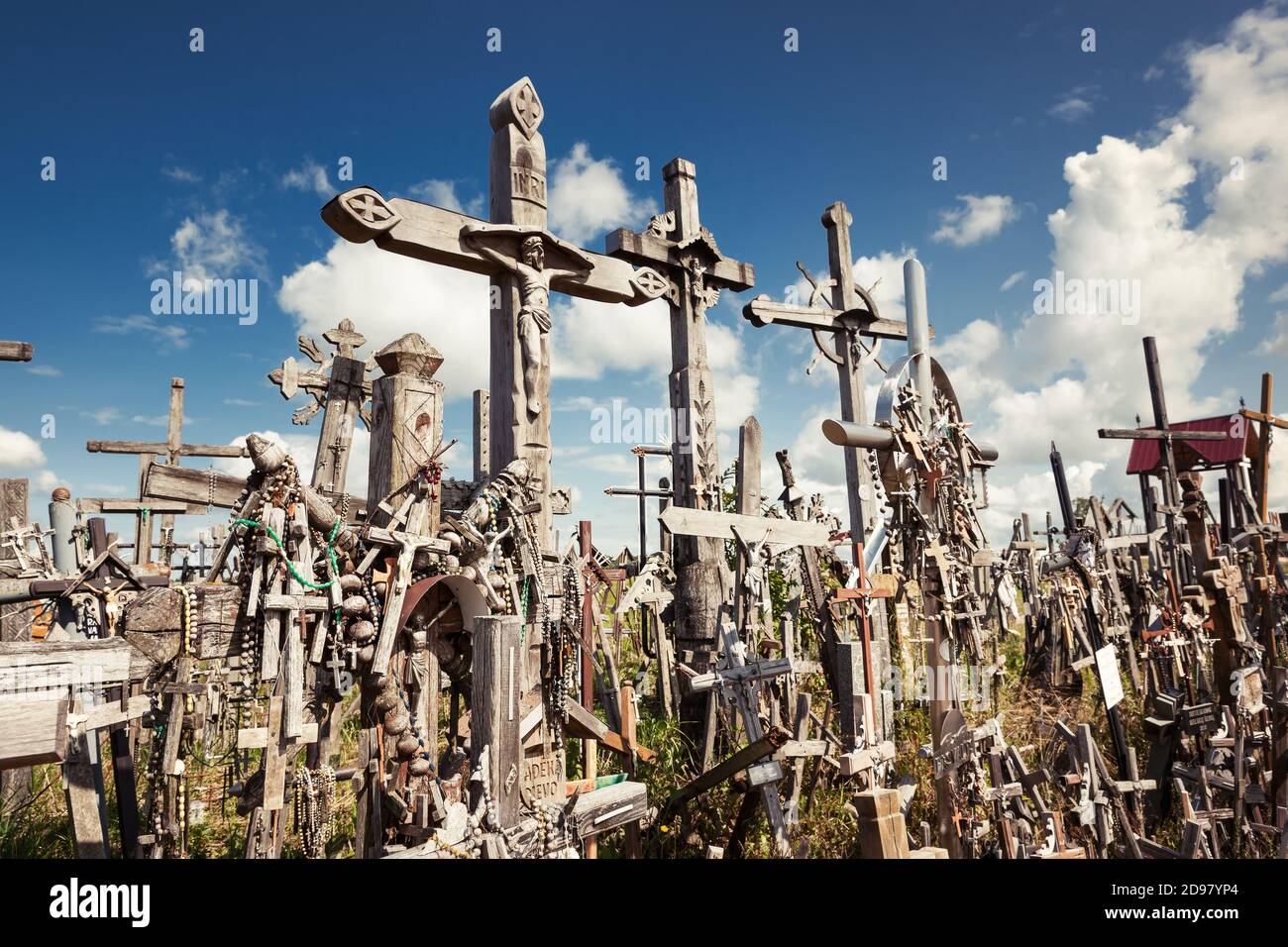 SIAULIAI, LITHUANIA - JUL 12, 2015: Hill of Crosses is a unique ...