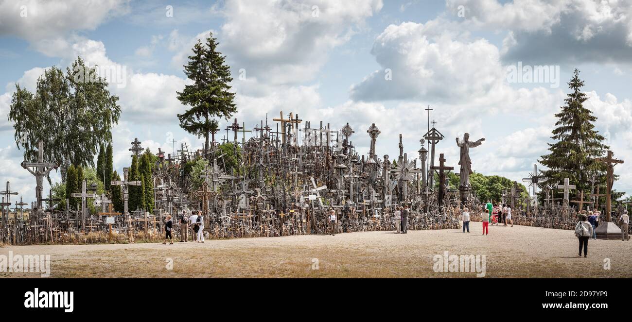 SIAULIAI, LITHUANIA - JUL 12, 2015: Hill of Crosses is a unique ...