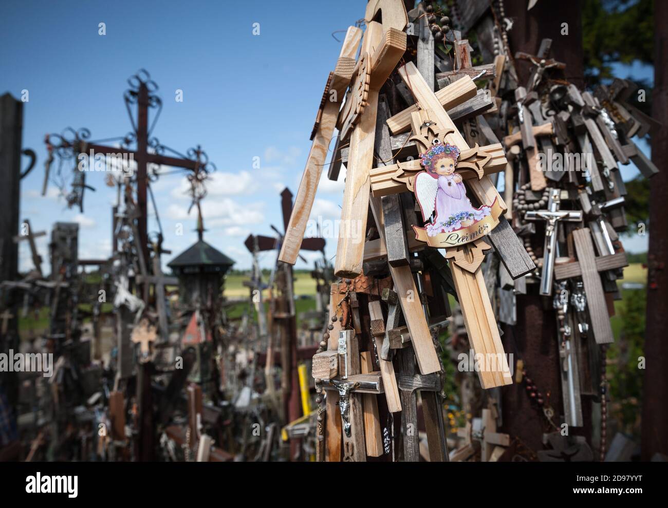 SIAULIAI, LITHUANIA - JUL 12, 2015: Hill of Crosses is a unique ...