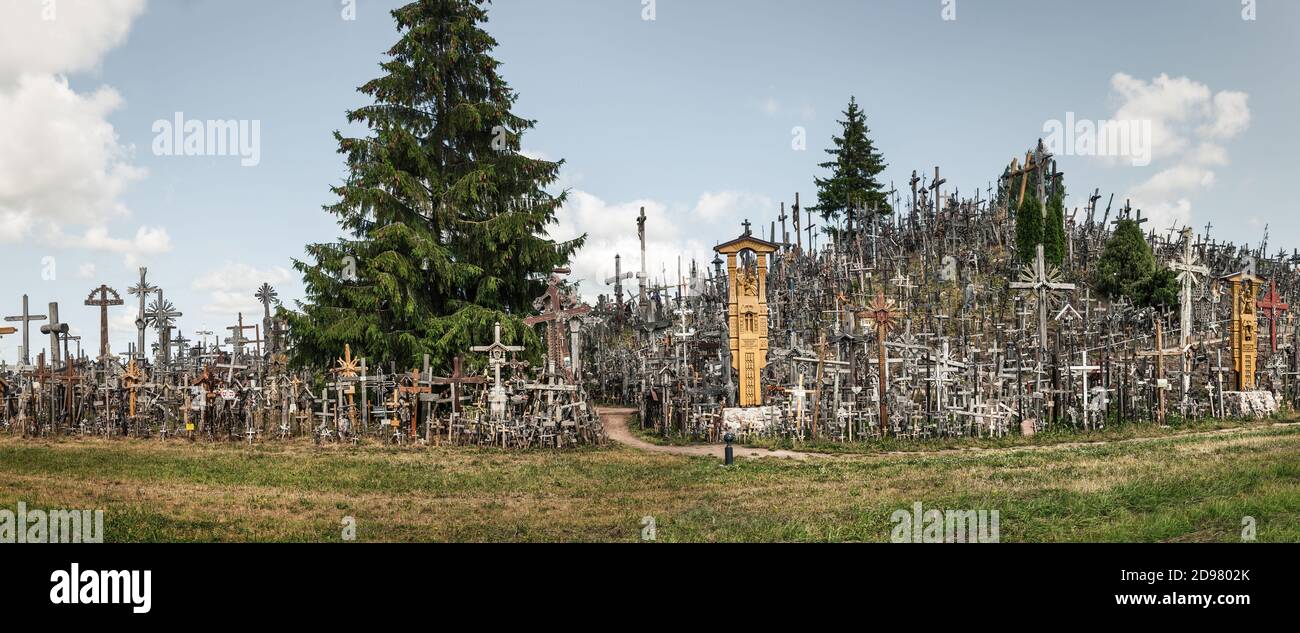 SIAULIAI, LITHUANIA - JUL 12, 2015: Hill of Crosses is a unique ...