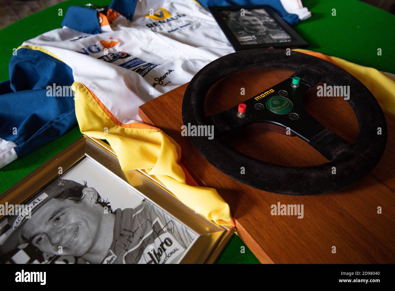 A steering wheel used by F1 legend Aryton Senna which is coming up for ...