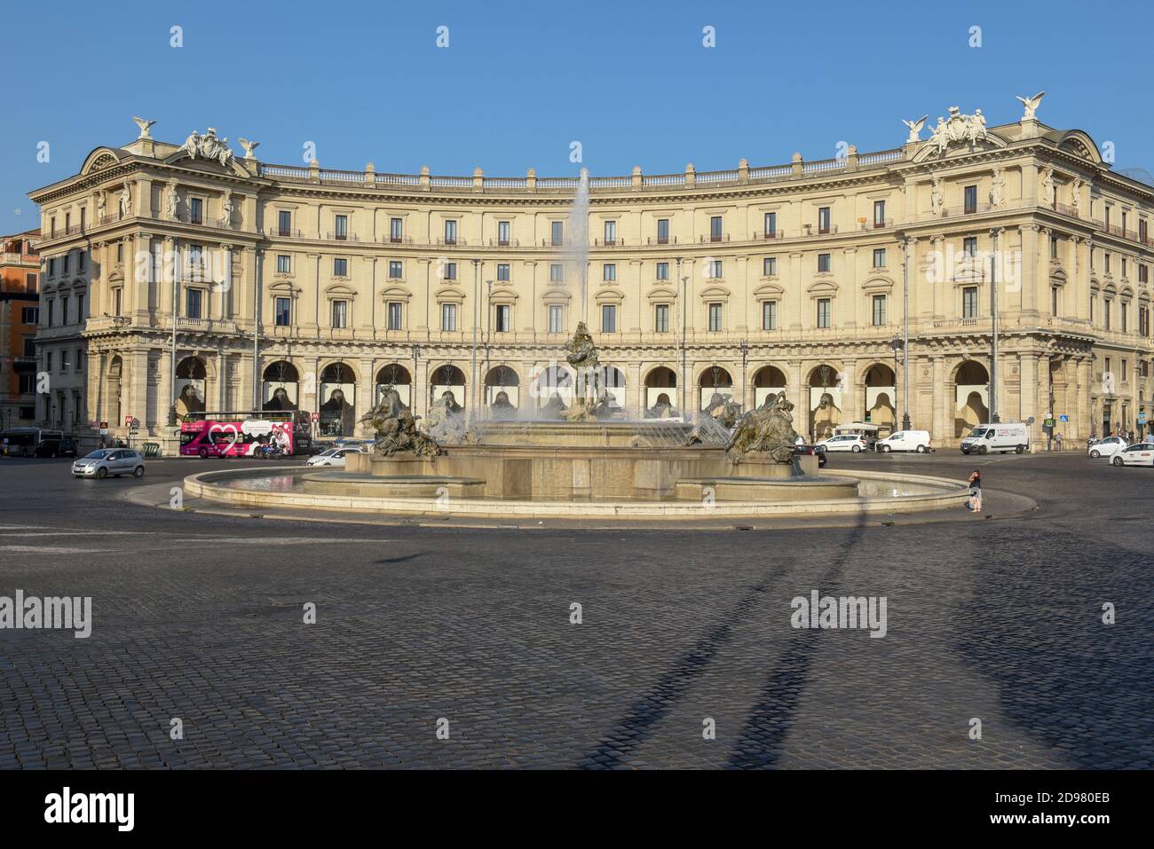 Rome, Italy - 18 September 2020: Repubblica square at Rome in Italy ...