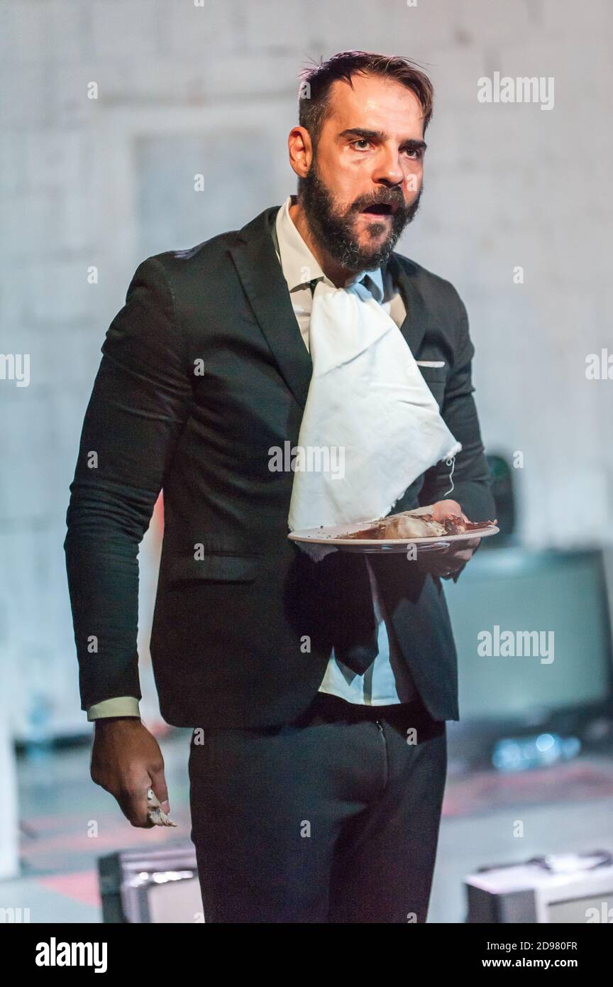 Theater actor artists on stage perform play for audience. Public ...