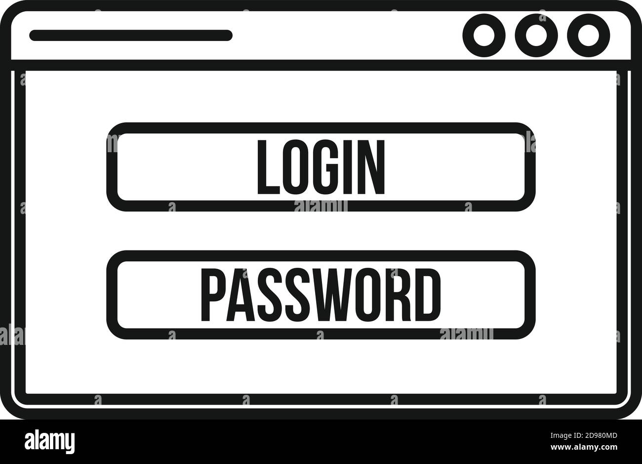 Login secured window icon, outline style Stock Vector Image & Art - Alamy