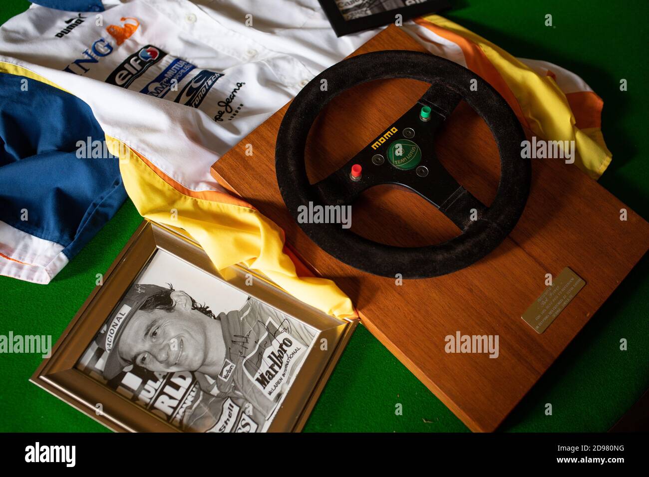 A steering wheel used by F1 legend Aryton Senna which is coming up for ...