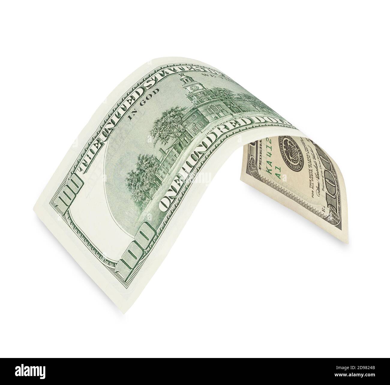 Hundred dollar bill on white, soft drop shadow Stock Photo - Alamy