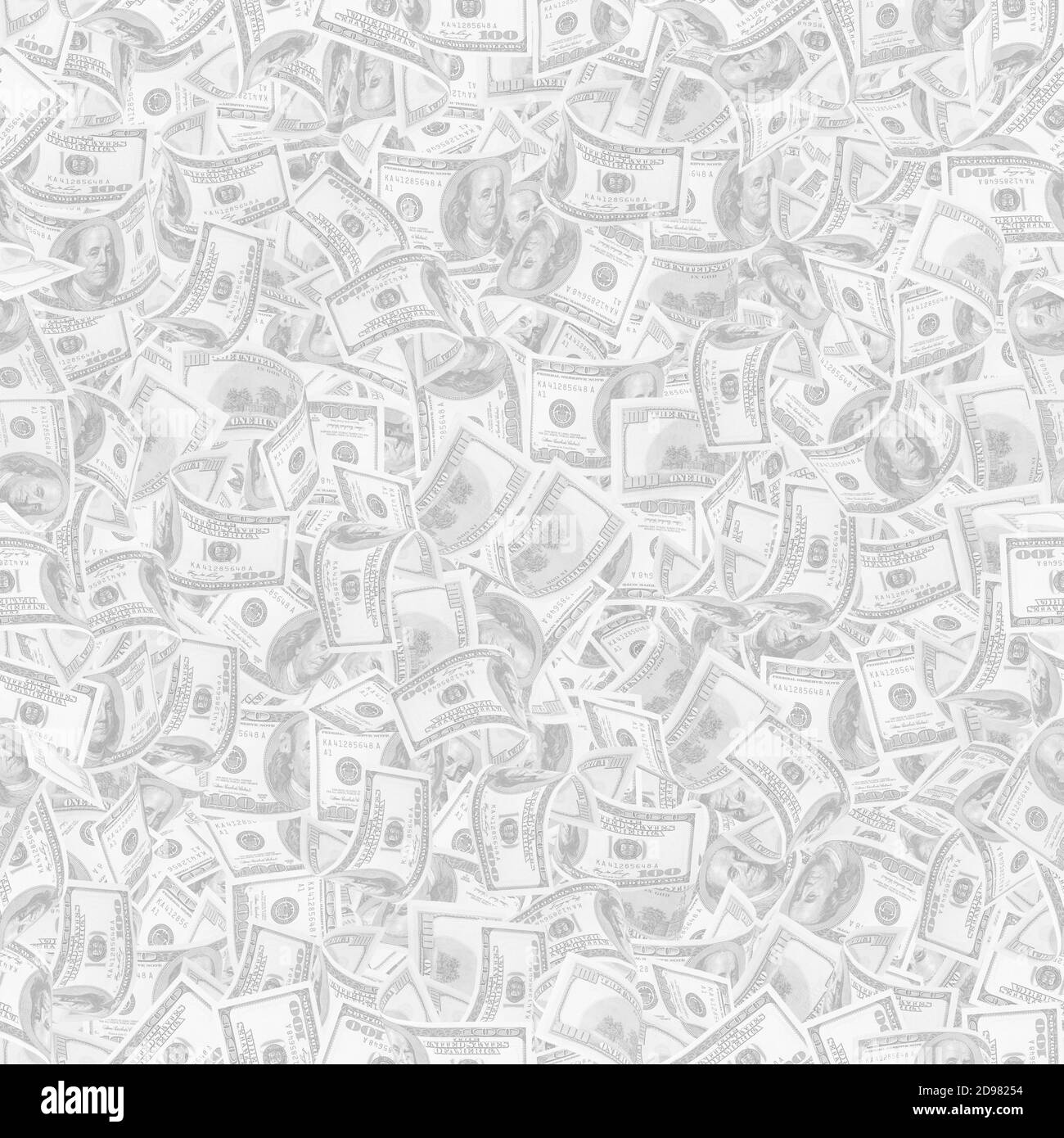 Background with money. Seamless texture of 100 dollar bills in light ...