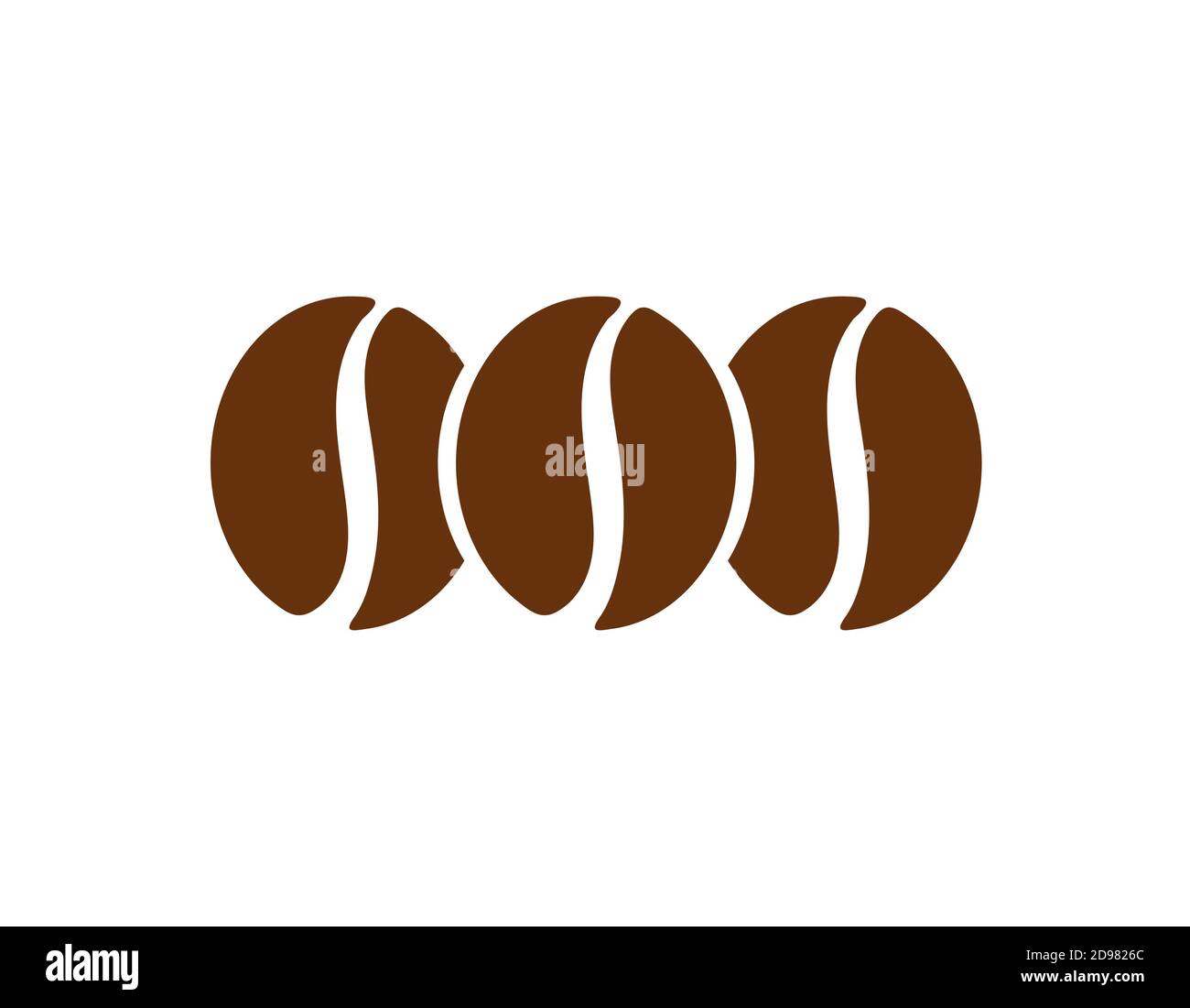 Three brown roasted coffee beans symbol. Vector illustration Stock ...