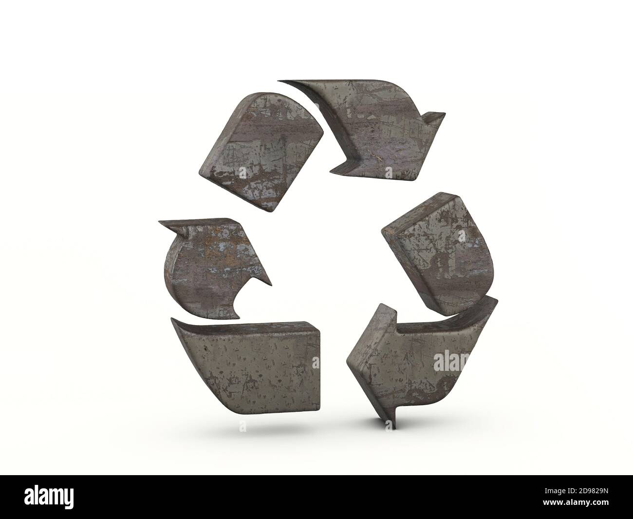 Rusty metal recycle symbol on a white background. 3d illustration Stock ...
