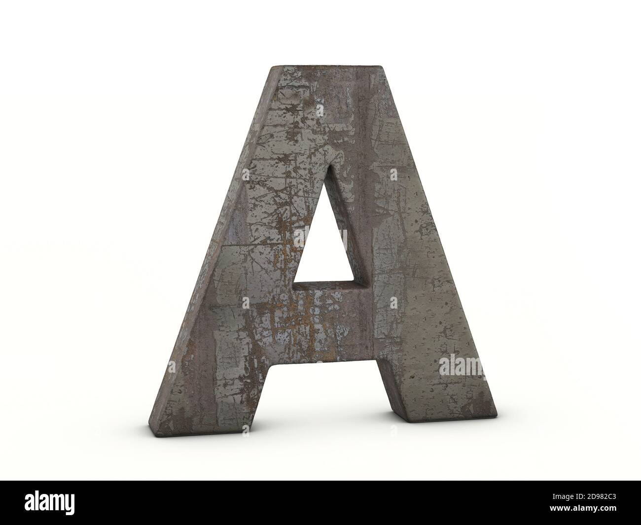 Rusty metal letter A on a white background. 3d illustration Stock Photo ...