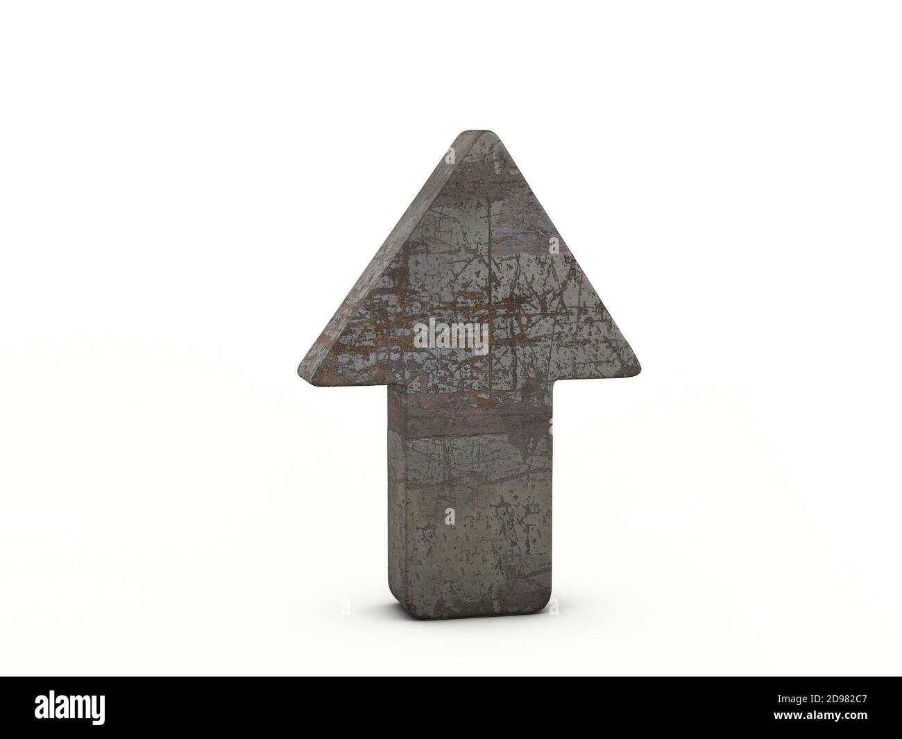 Rusty metal arrow symbol on a white background. 3d illustration Stock ...